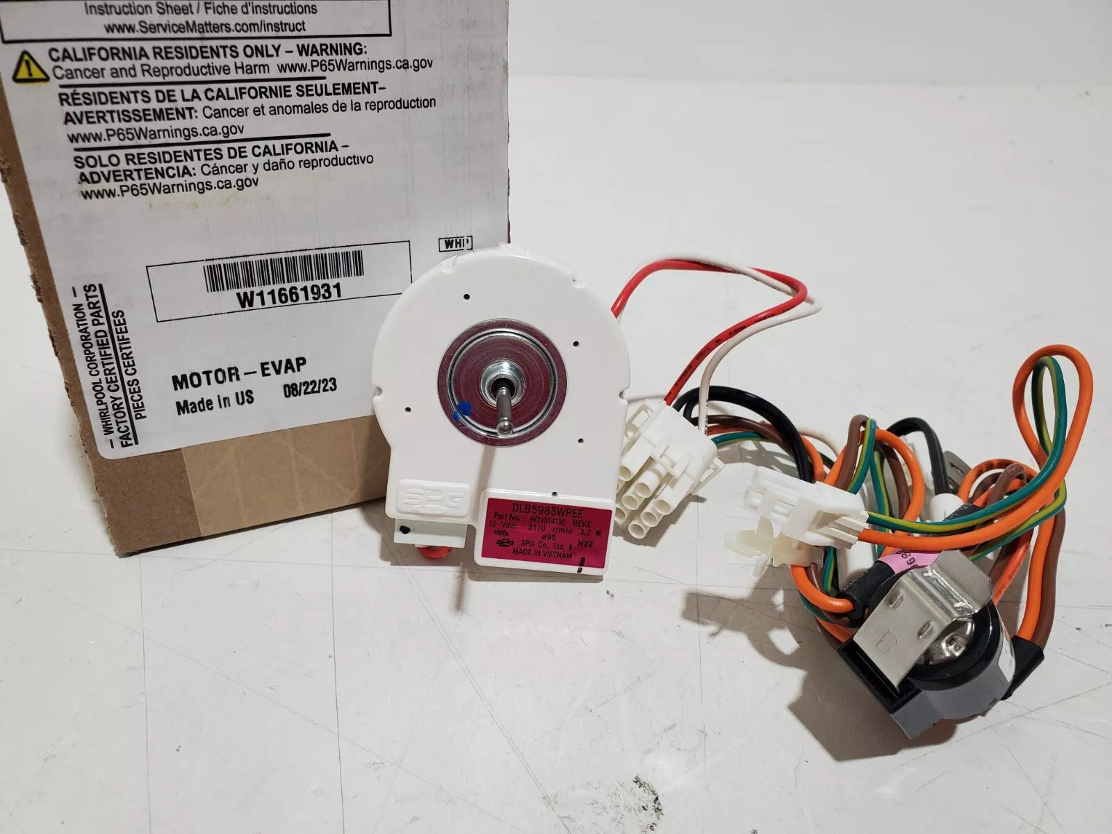 Whirlpool W11661931 Evaporator Motor for Refrigerator – PartsNet
